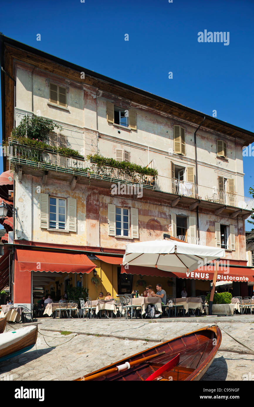Italy, Piedmont, Lake Orta, Orta Town, Lakeside Restaurant Stock Photo ...