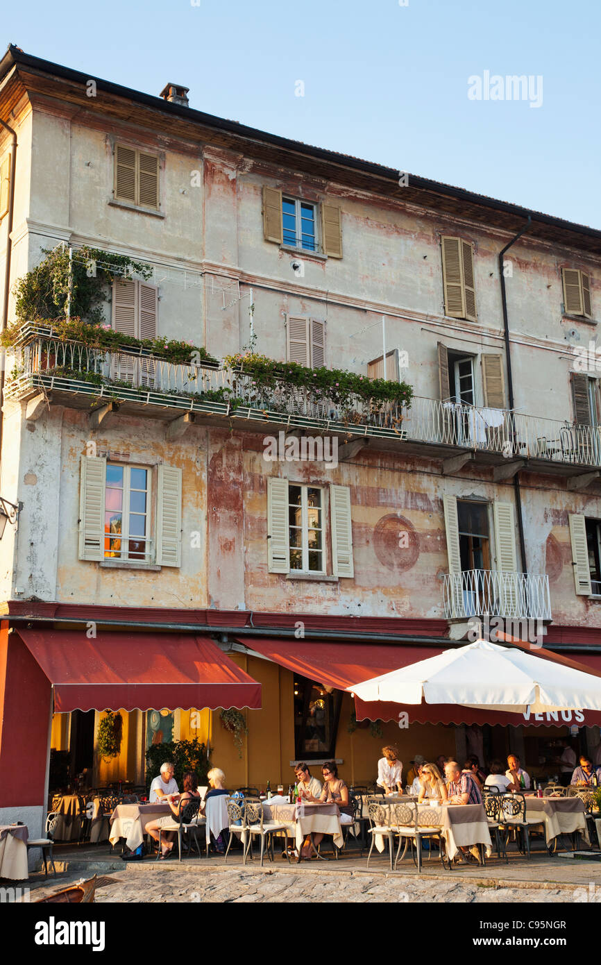 Italy, Piedmont, Lake Orta, Orta Town, Lakeside Restaurant Stock Photo ...