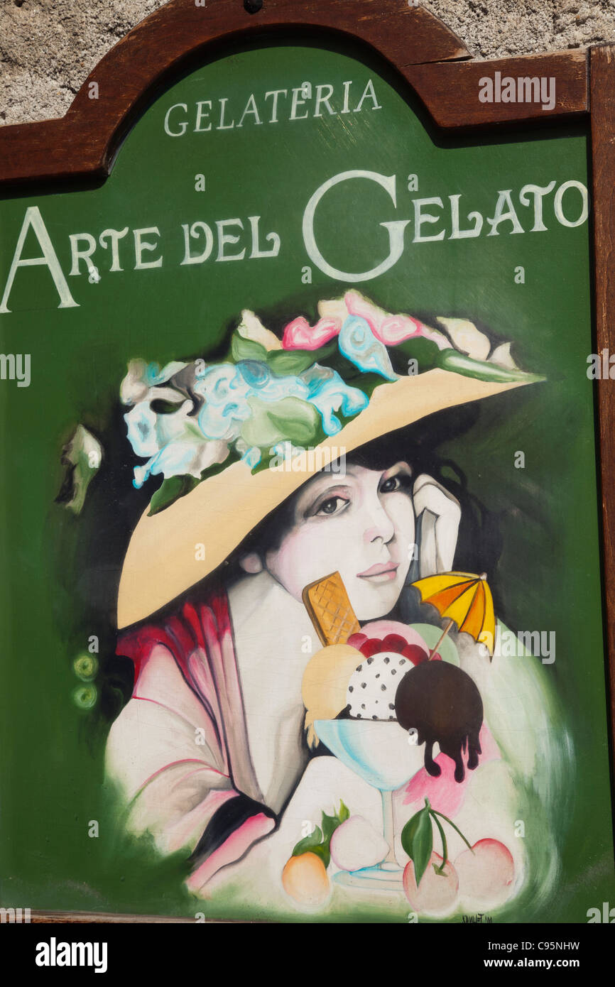 Italy, Piedmont, Lake Orta, Orta Town, Gelato Shop Sign Stock Photo - Alamy