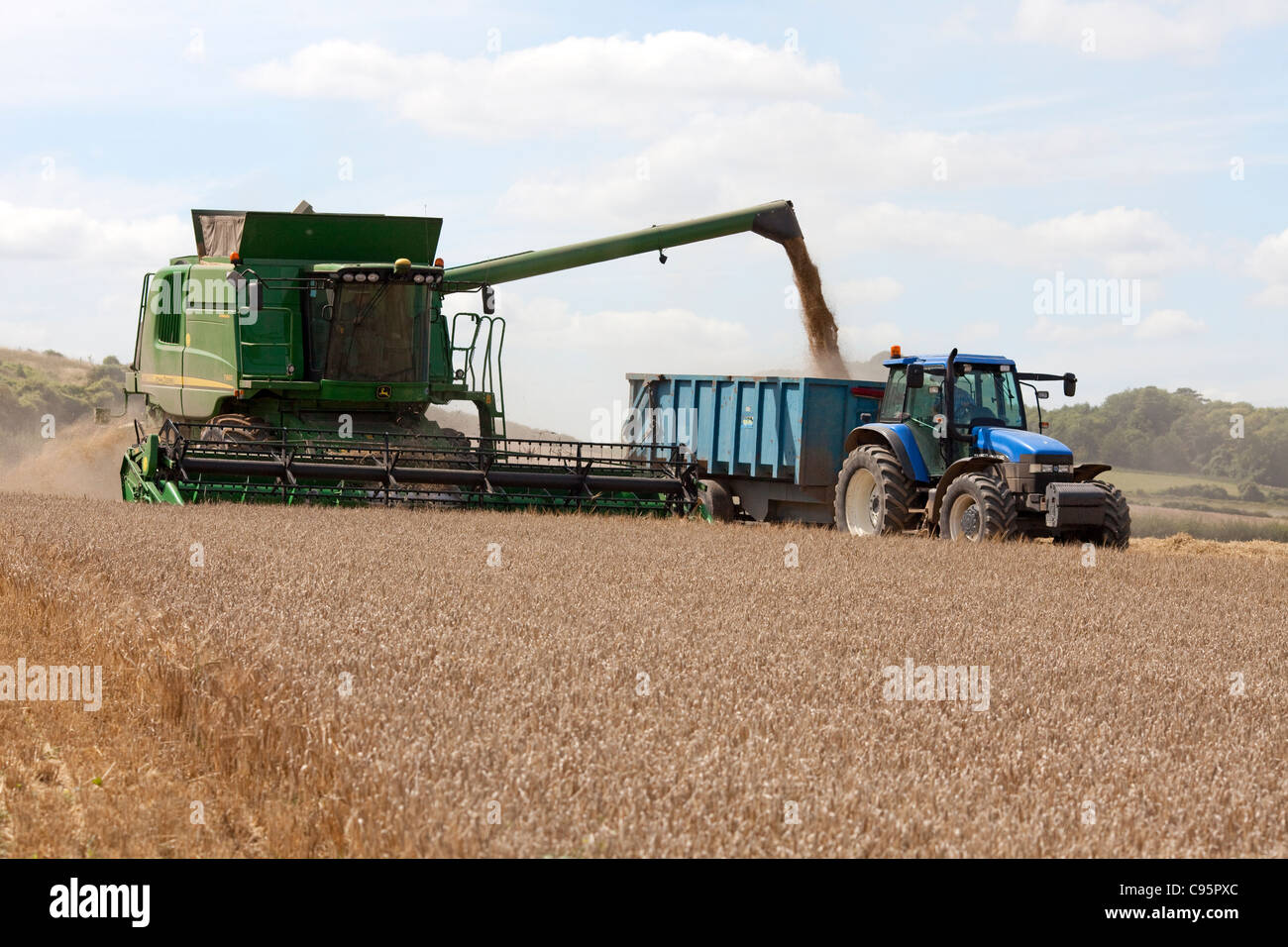 Combine Harvester collecting wheat Stock Photo - Alamy