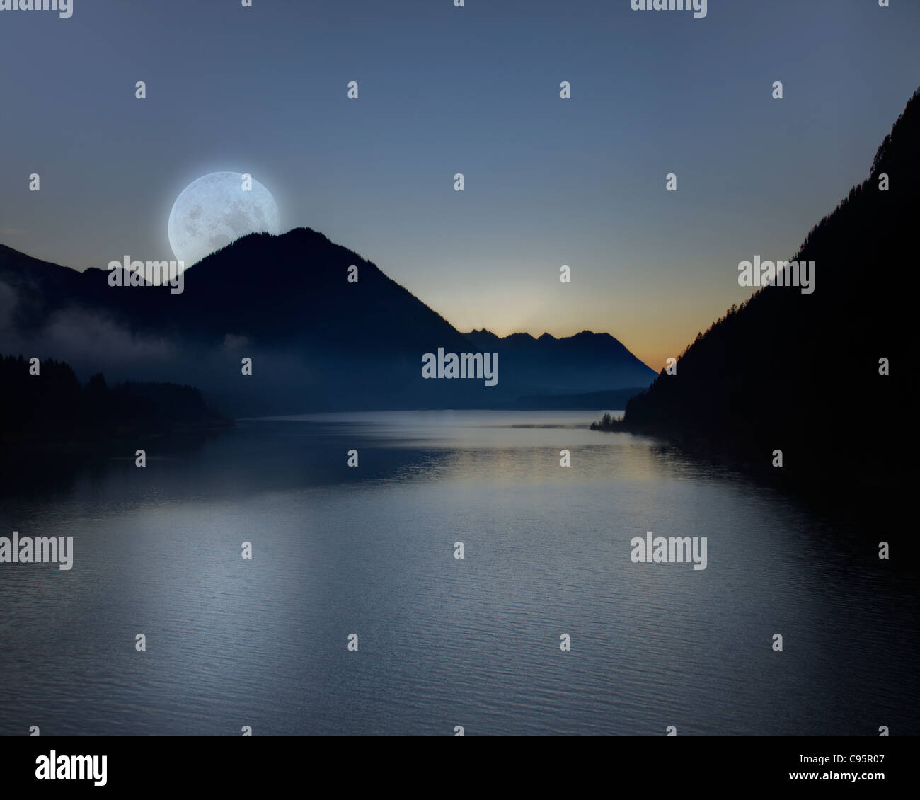 Moving moon reflection over lake hi-res stock photography and images ...