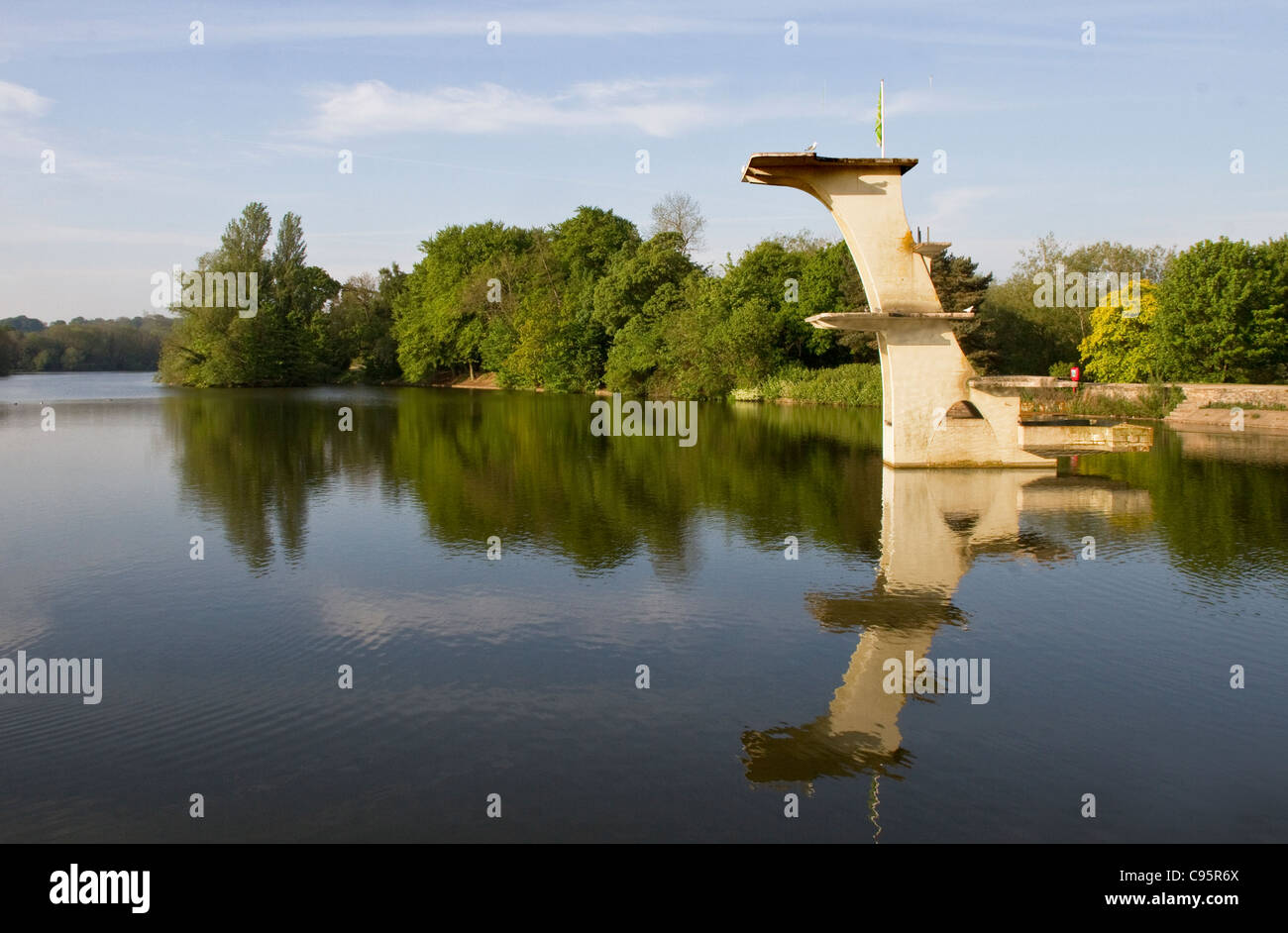 Art Deco Diving Board at Coate Water Stock Photo - Alamy