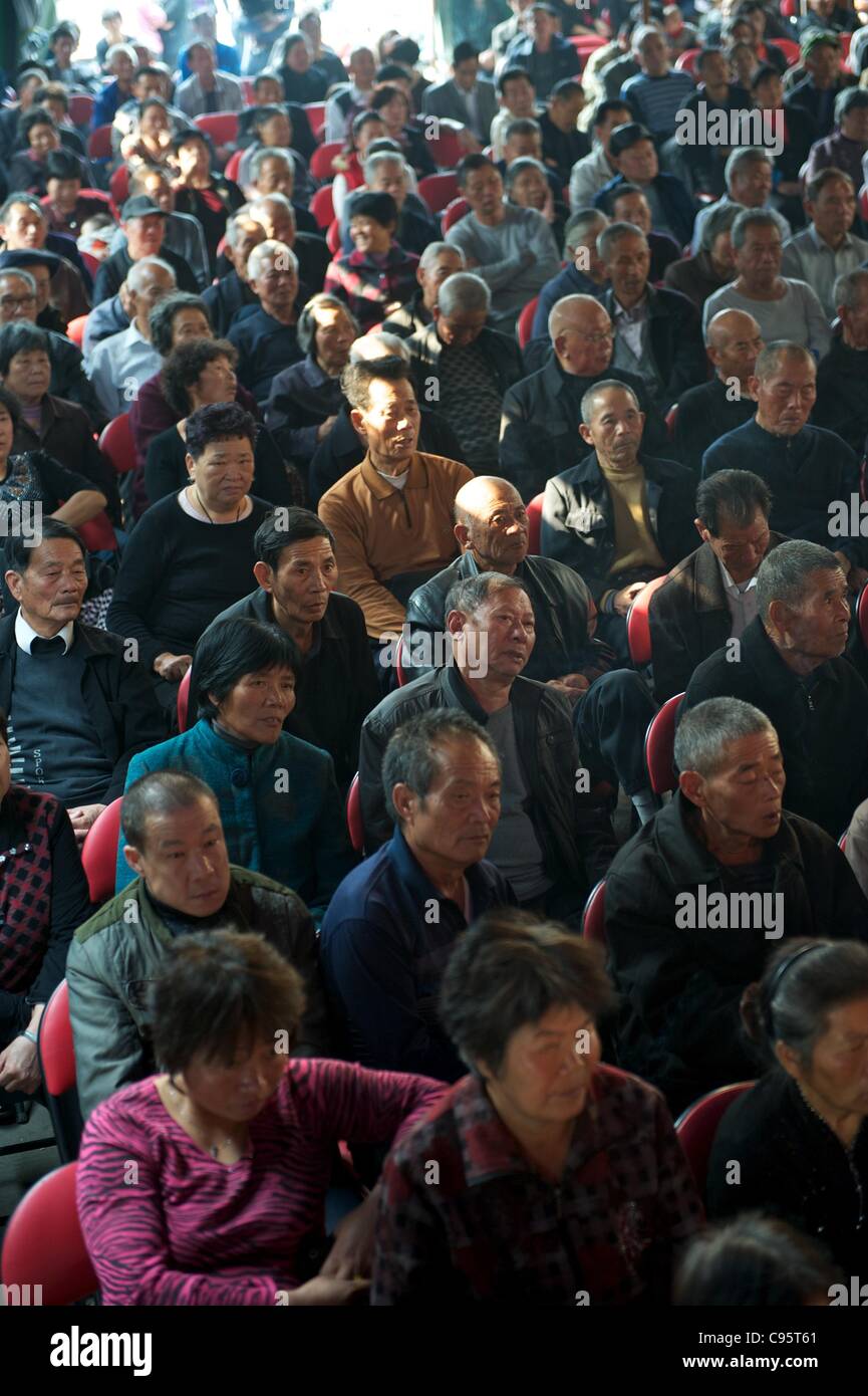 Local aged people enjoy Huangmei opera in a village of Wenzhou ...
