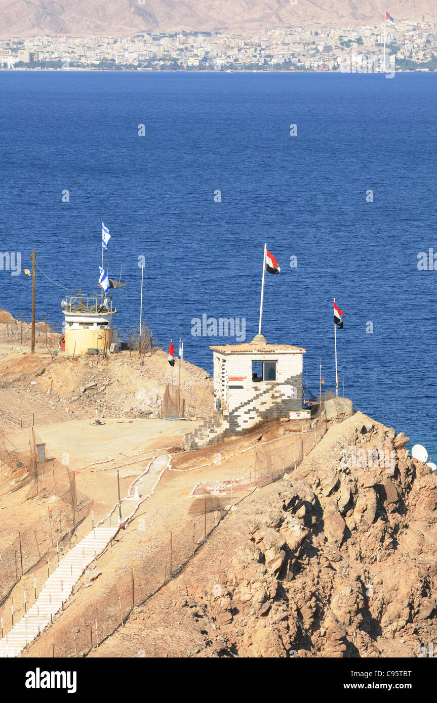 Guard post on border between Taba, Egypt, and Eilat, Israel Stock Photo ...