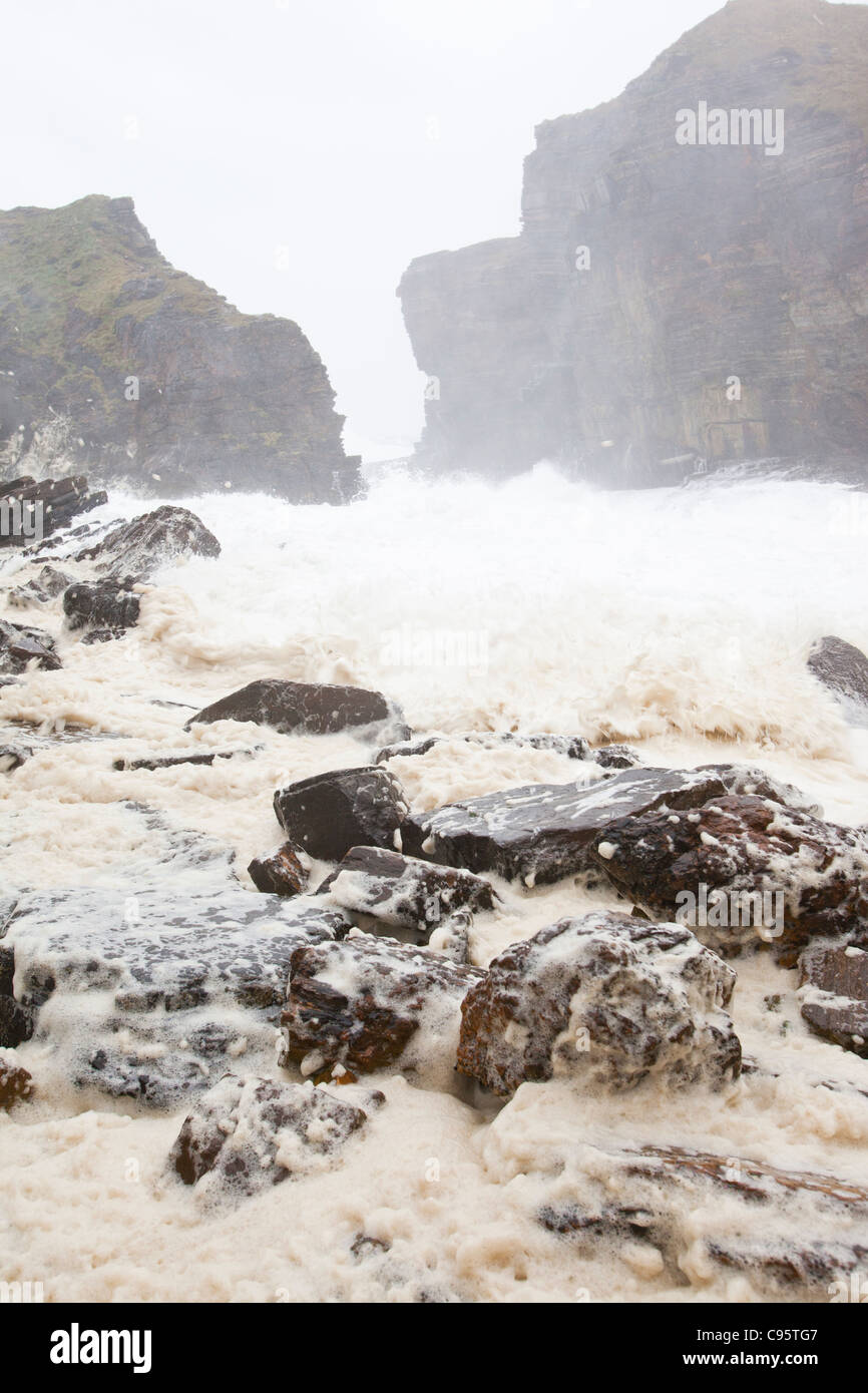 Extreme stormy weather at Deerness on Orkney Mainland, Scotland, UK ...