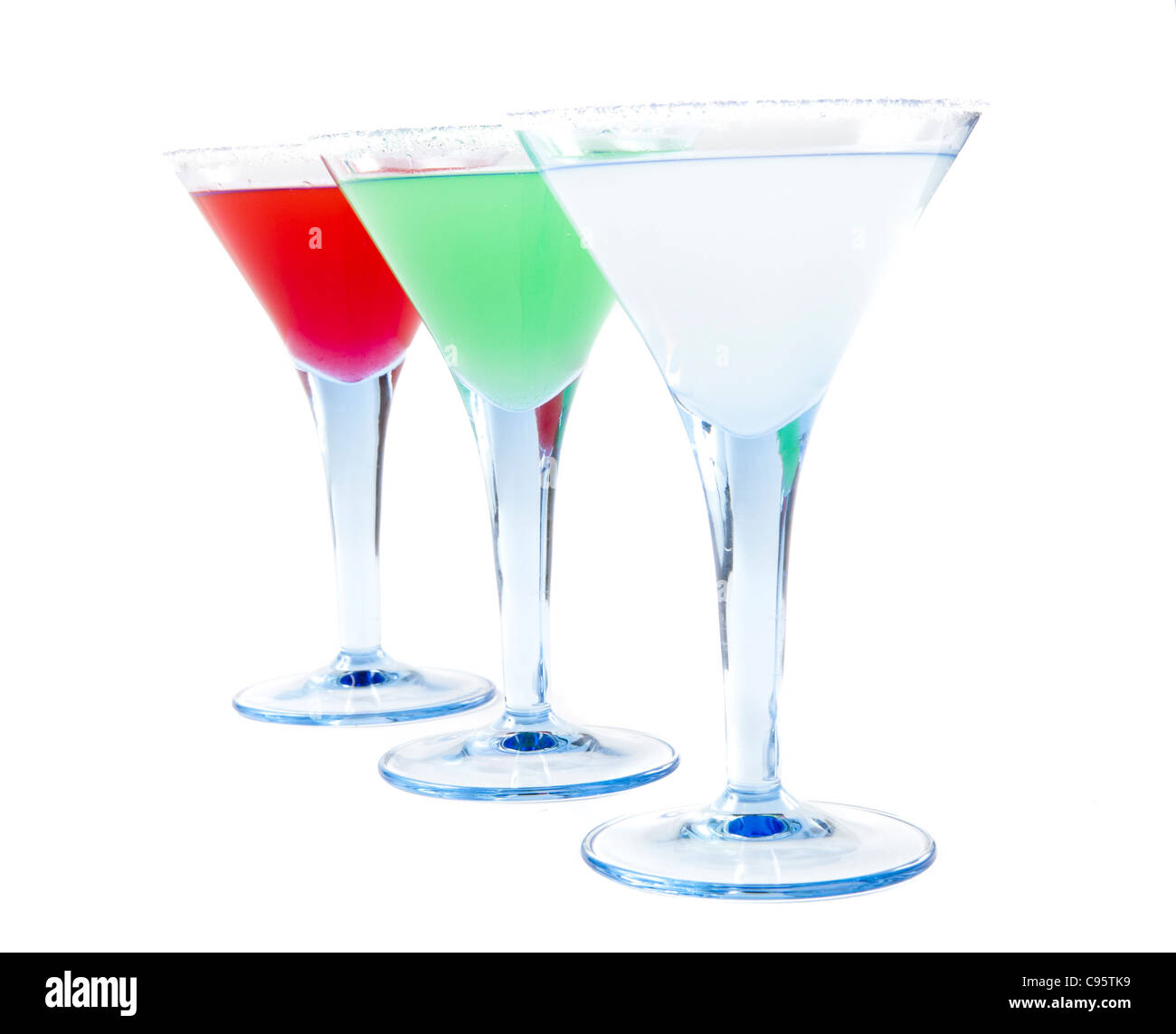 Three Colorful Coctails Isolated on White Background Stock Photo - Alamy