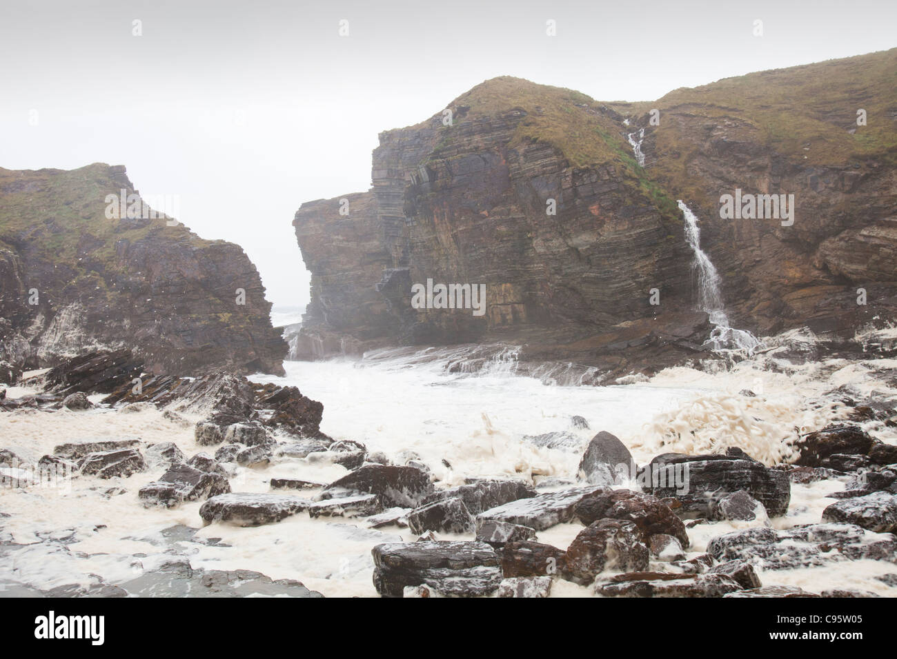 storm force southerly winds battered the Orkney mainland coast, with ...