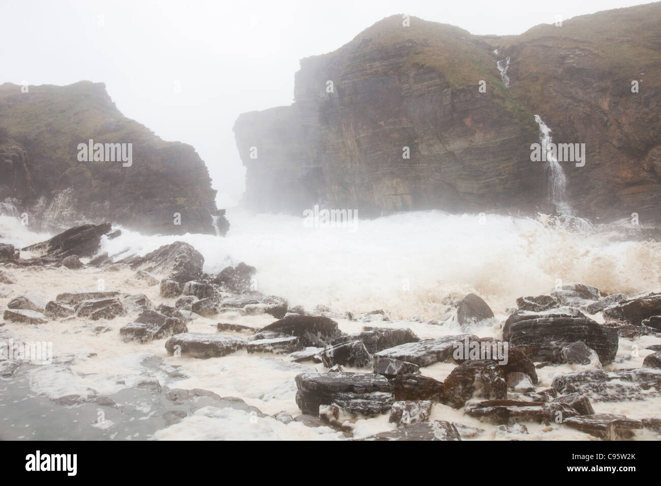 storm force southerly winds battered the Orkney mainland coast, with ...