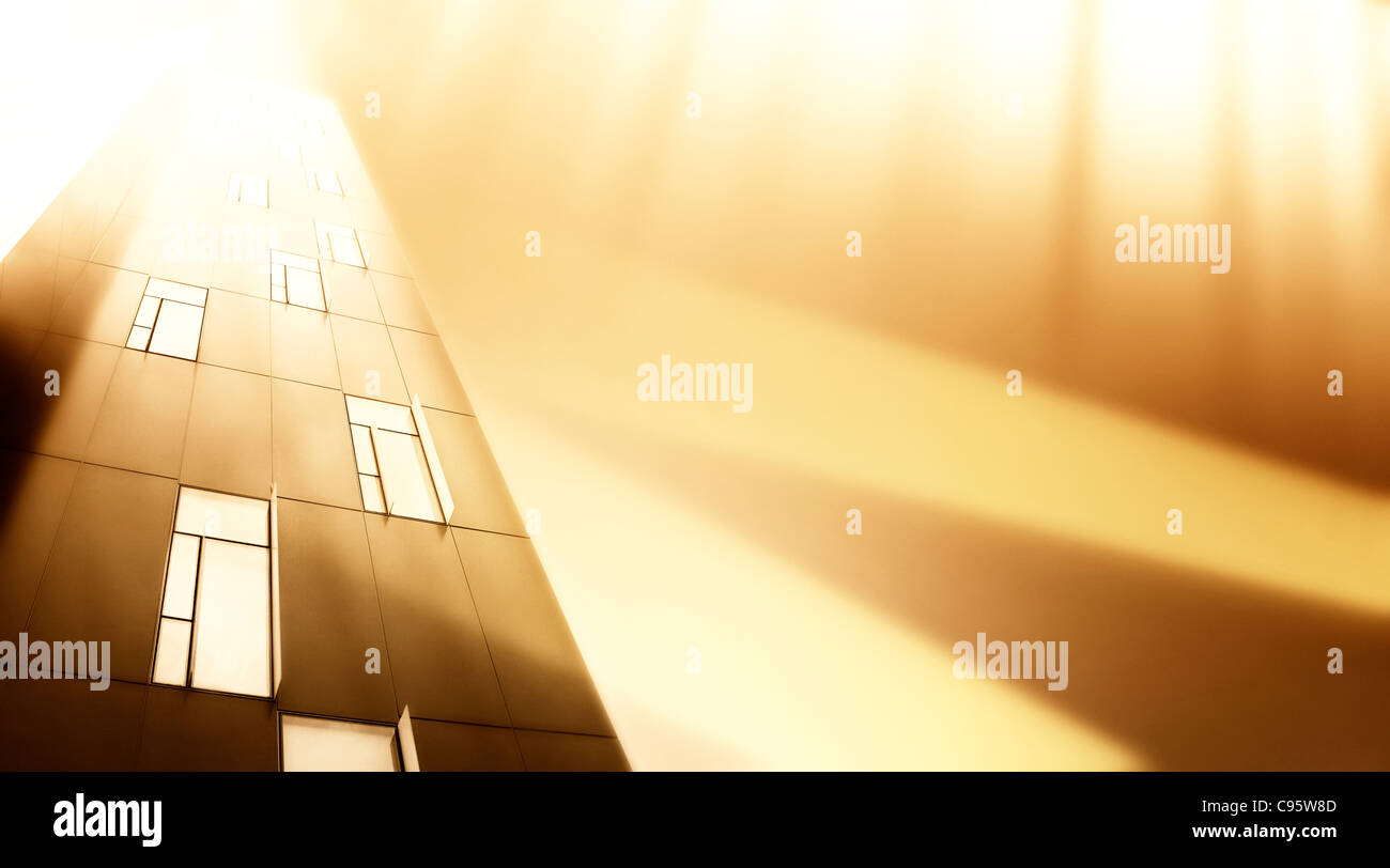 Modern skyscrapers covered with orange light Stock Photo - Alamy