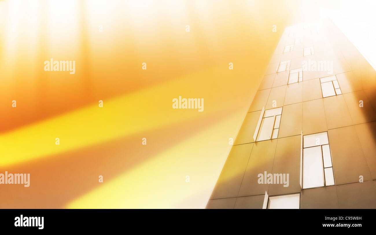 Modern skyscrapers covered with orange light Stock Photo - Alamy