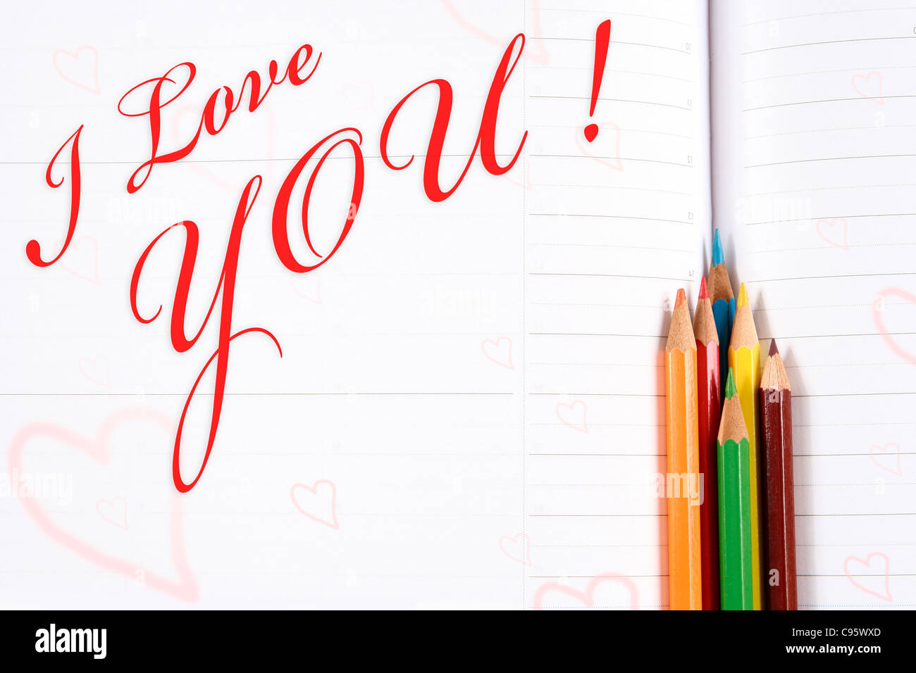 I love you note on a white paper Stock Photo - Alamy