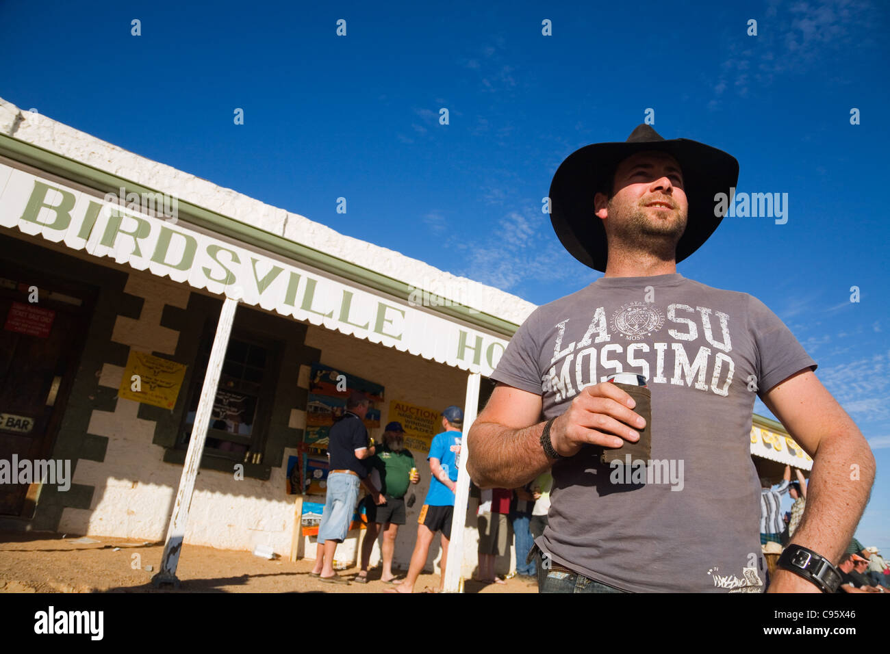 Enjoying a beer at the iconic Birdsville Hotel, during the annual ...
