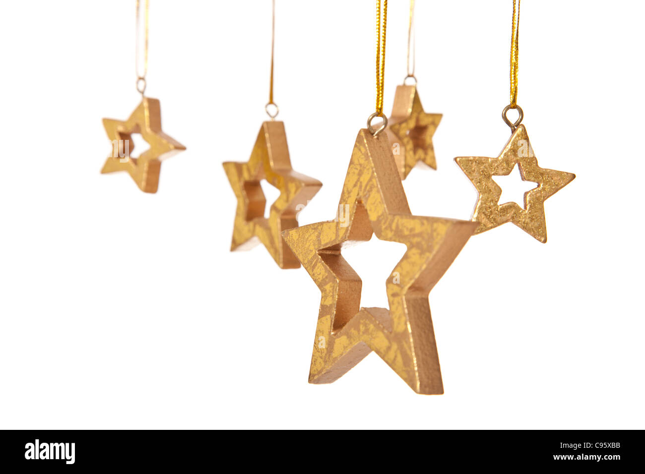 Several decorative hanging stars. Isolated on white background Stock ...
