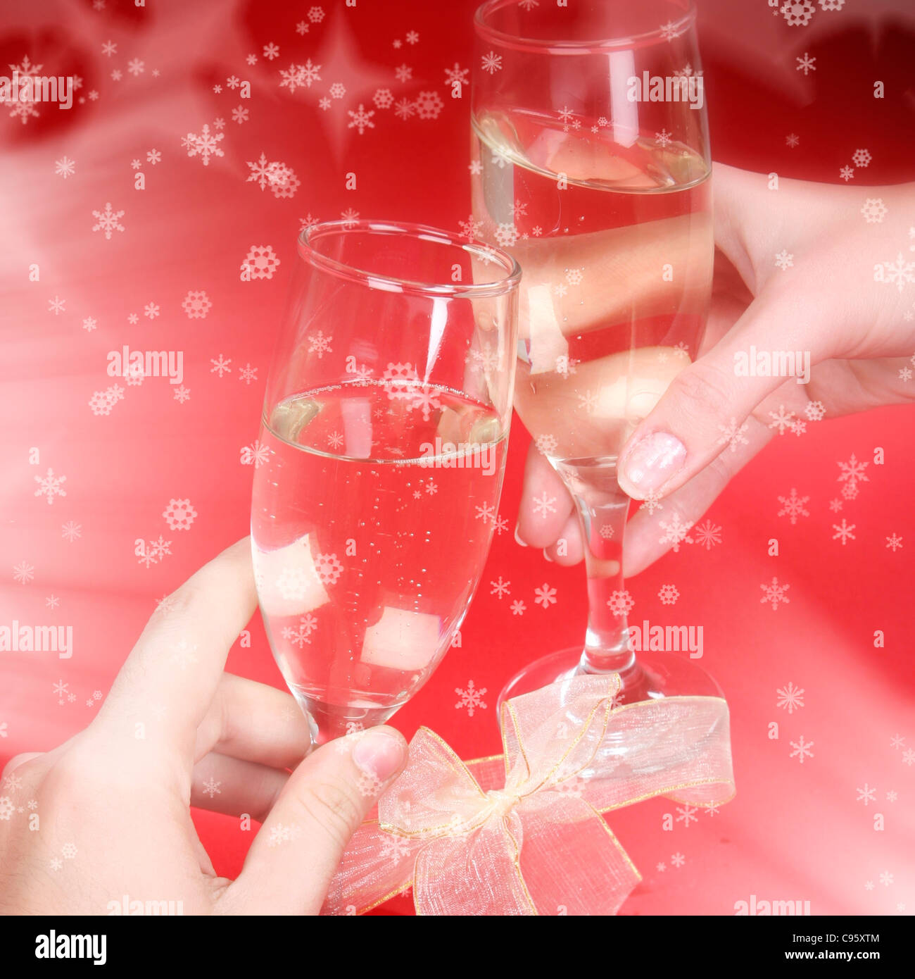 Couple celebrating valentine's day with champagne Stock Photo - Alamy