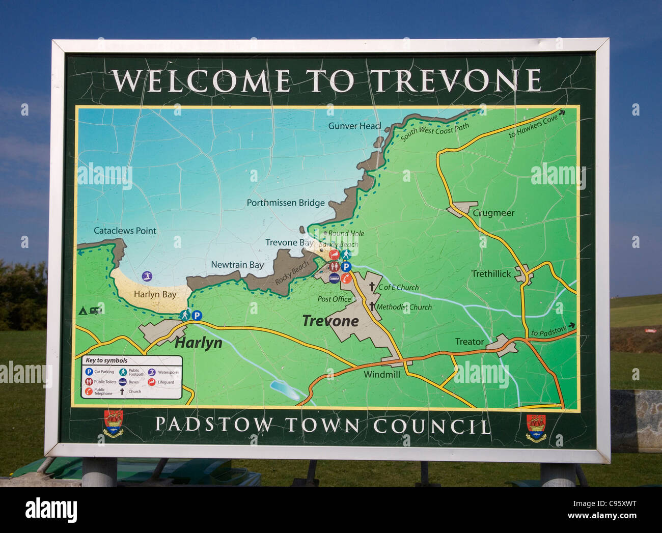 information sign at trevone padstow north cornwall Stock Photo - Alamy
