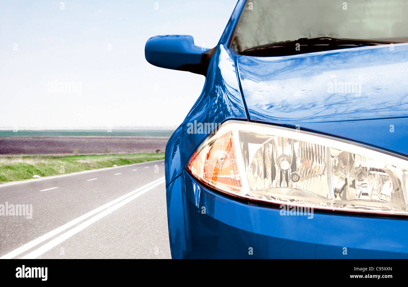 Great Car - Front side, half. On the road Stock Photo - Alamy