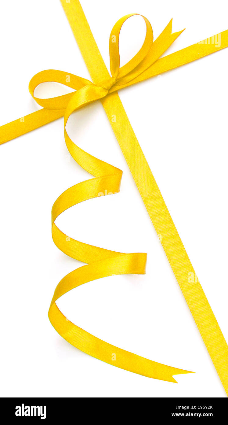 Yellow bow and ribbon Stock Photo - Alamy