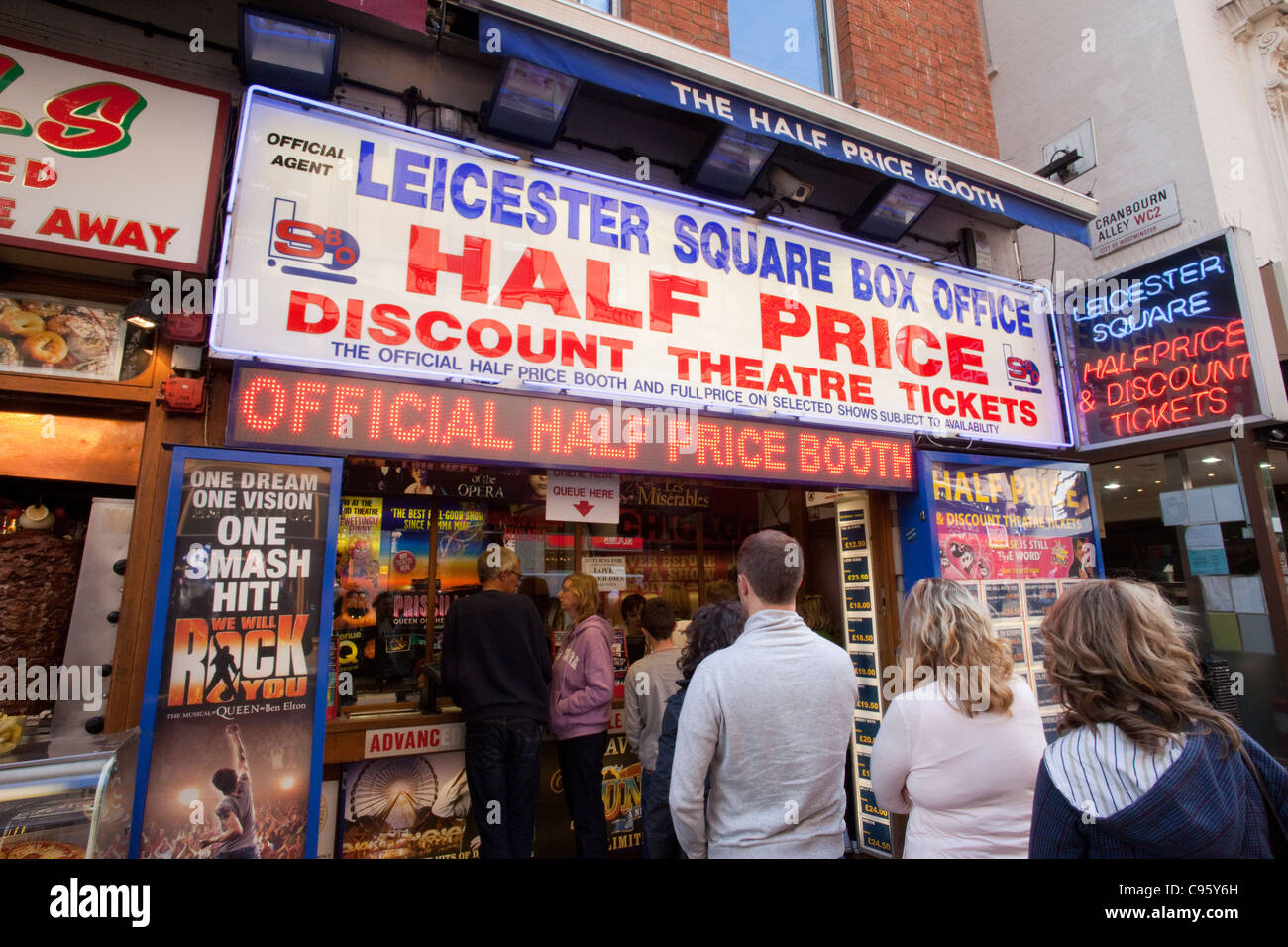 England, London, Leicester Square, Half Price Ticket Booth Stock Photo ...