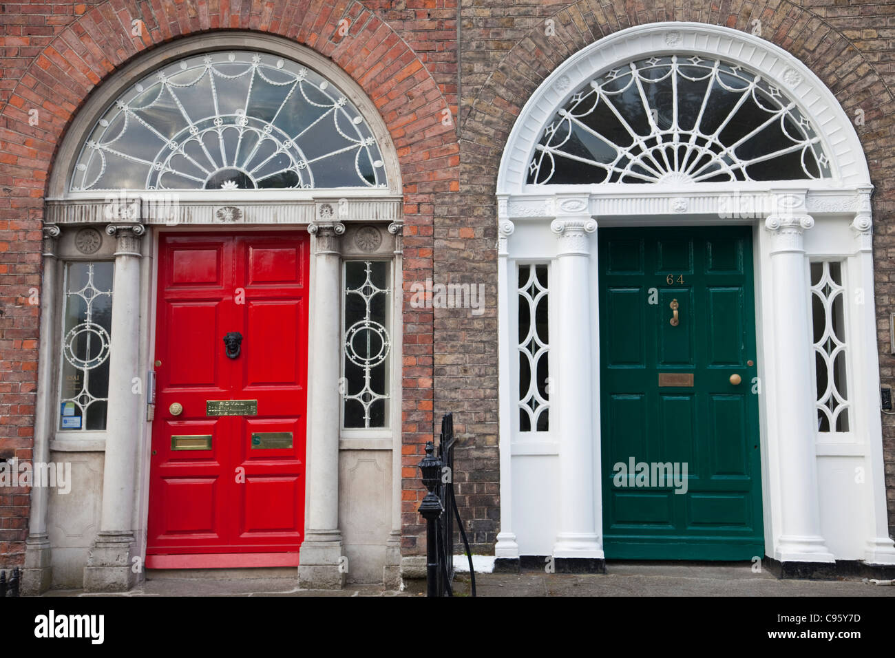 Republic of Ireland, Dublin, Merrion Square, Georgian Doors Stock Photo ...