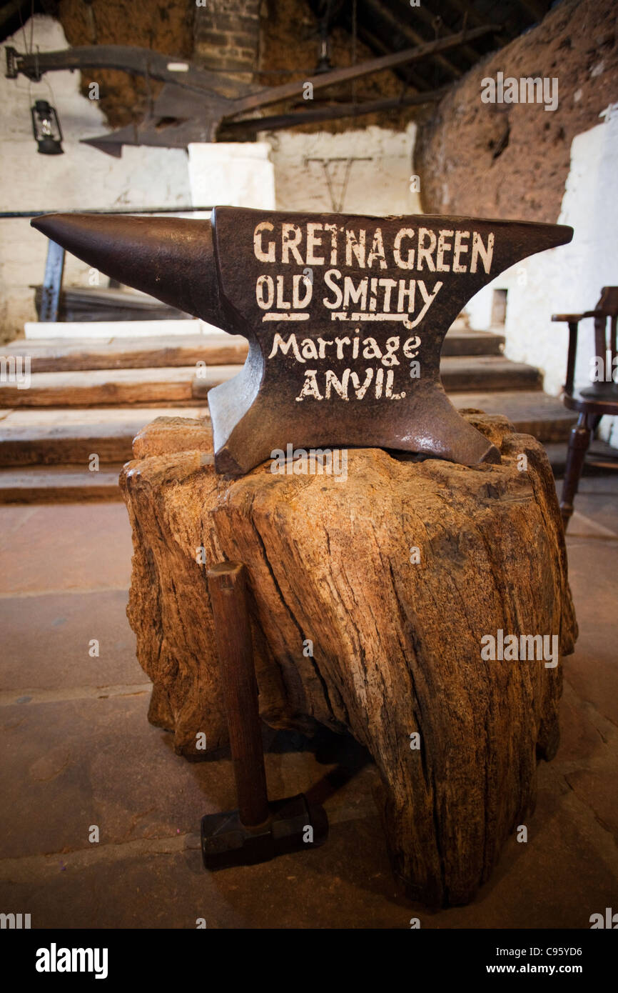 Scotland, Gretna Green, Marriage Anvil in the Old Blacksmith's Shop ...
