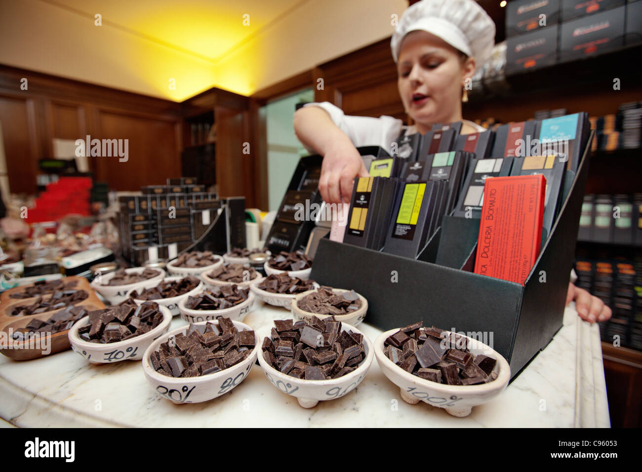 Chocolate factory (Antica Dolceria Bonajuto) in the town of Modica in ...