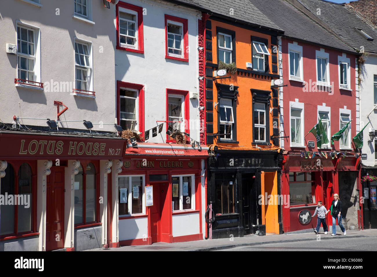 Republic of Ireland, County Kilkenny, Colourful Shops in Kilkenny High ...