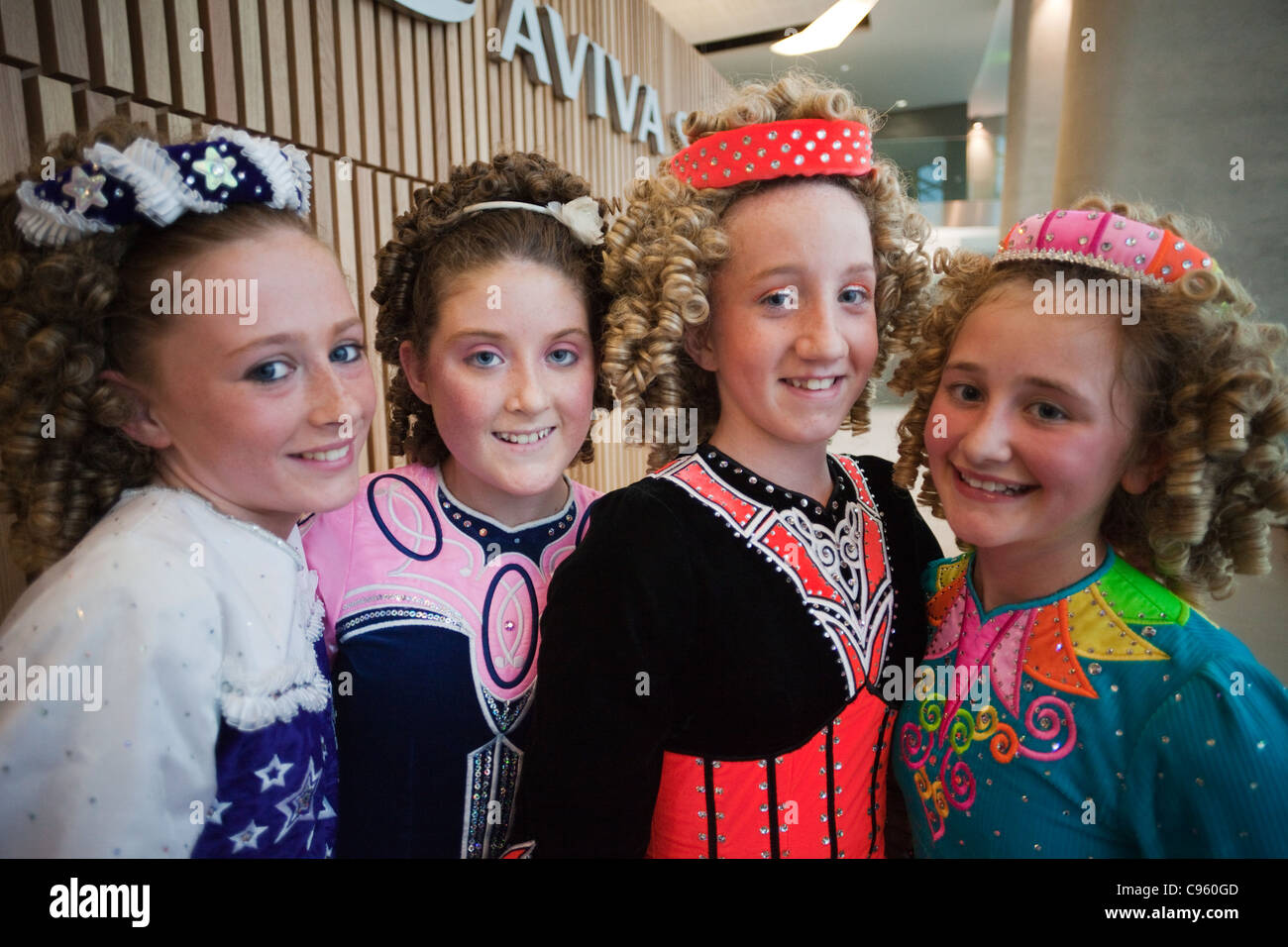 Republic of Ireland, Girls in Irish Dancing Costume Stock Photo - Alamy
