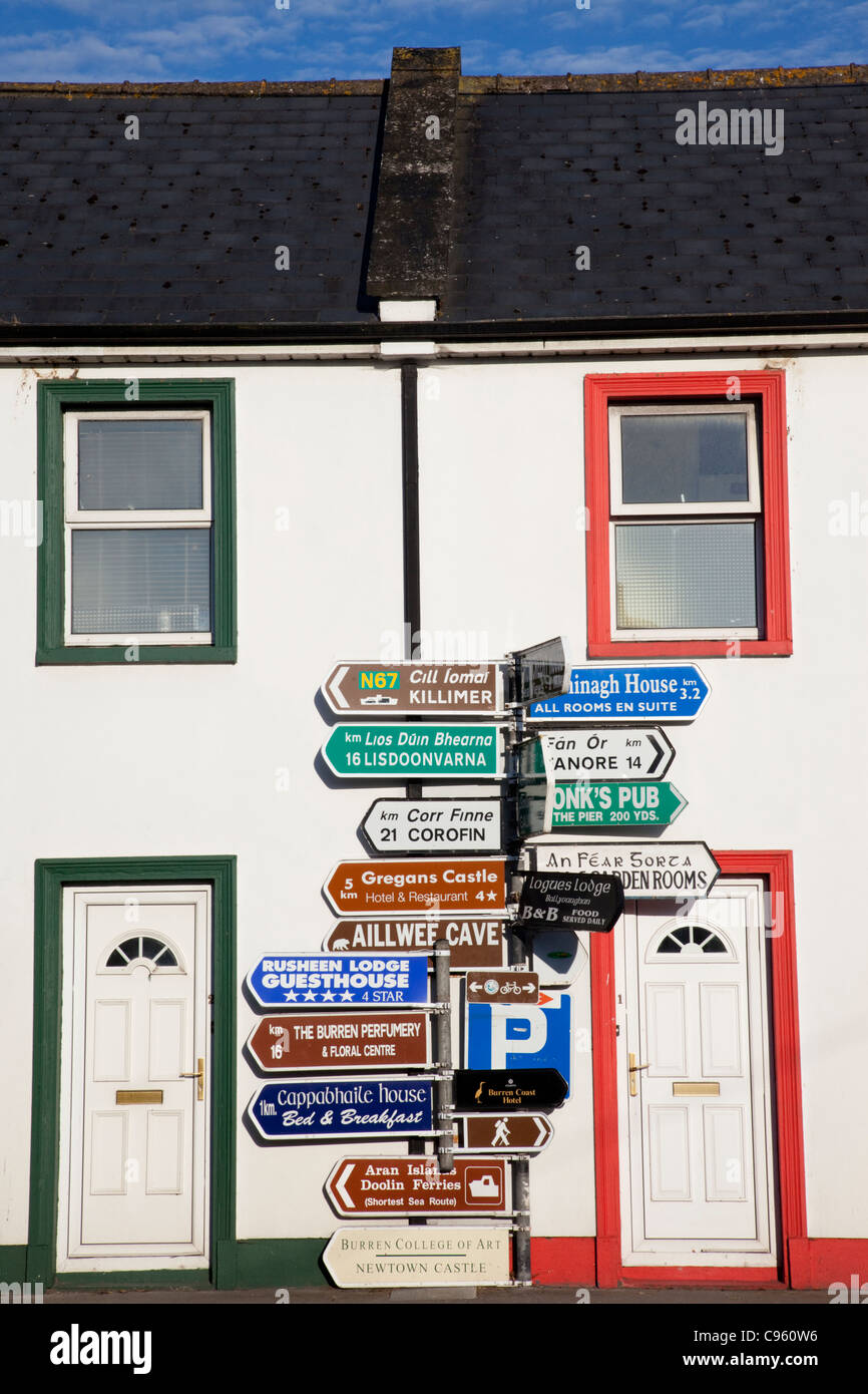 Republic of Ireland, County Clare, Ballyvaughan, Signpost Stock Photo ...