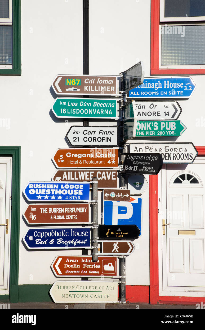 Republic of Ireland, County Clare, Ballyvaughan, Signpost Stock Photo ...