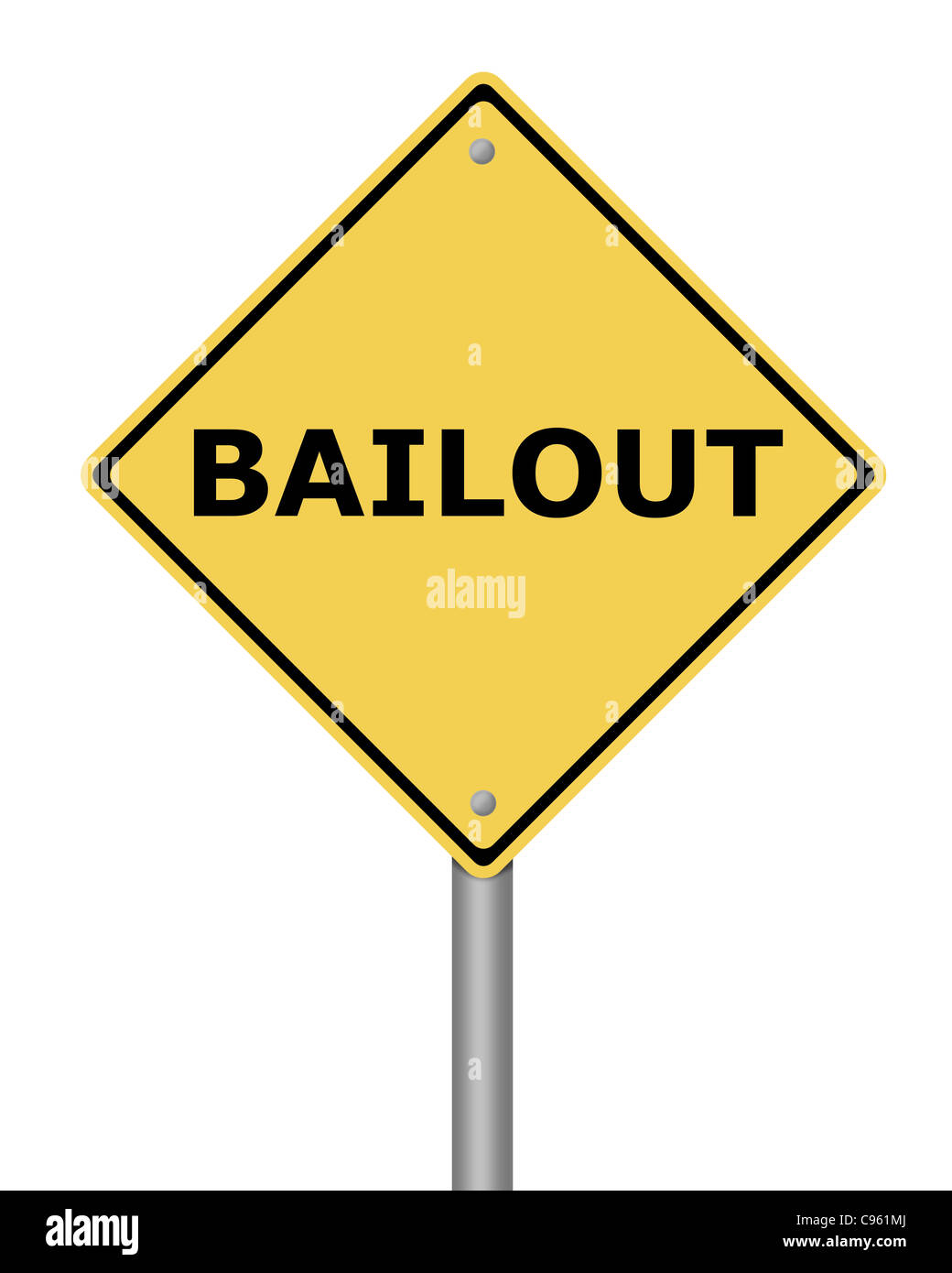 Yellow warning sign BAILOUT Stock Photo - Alamy