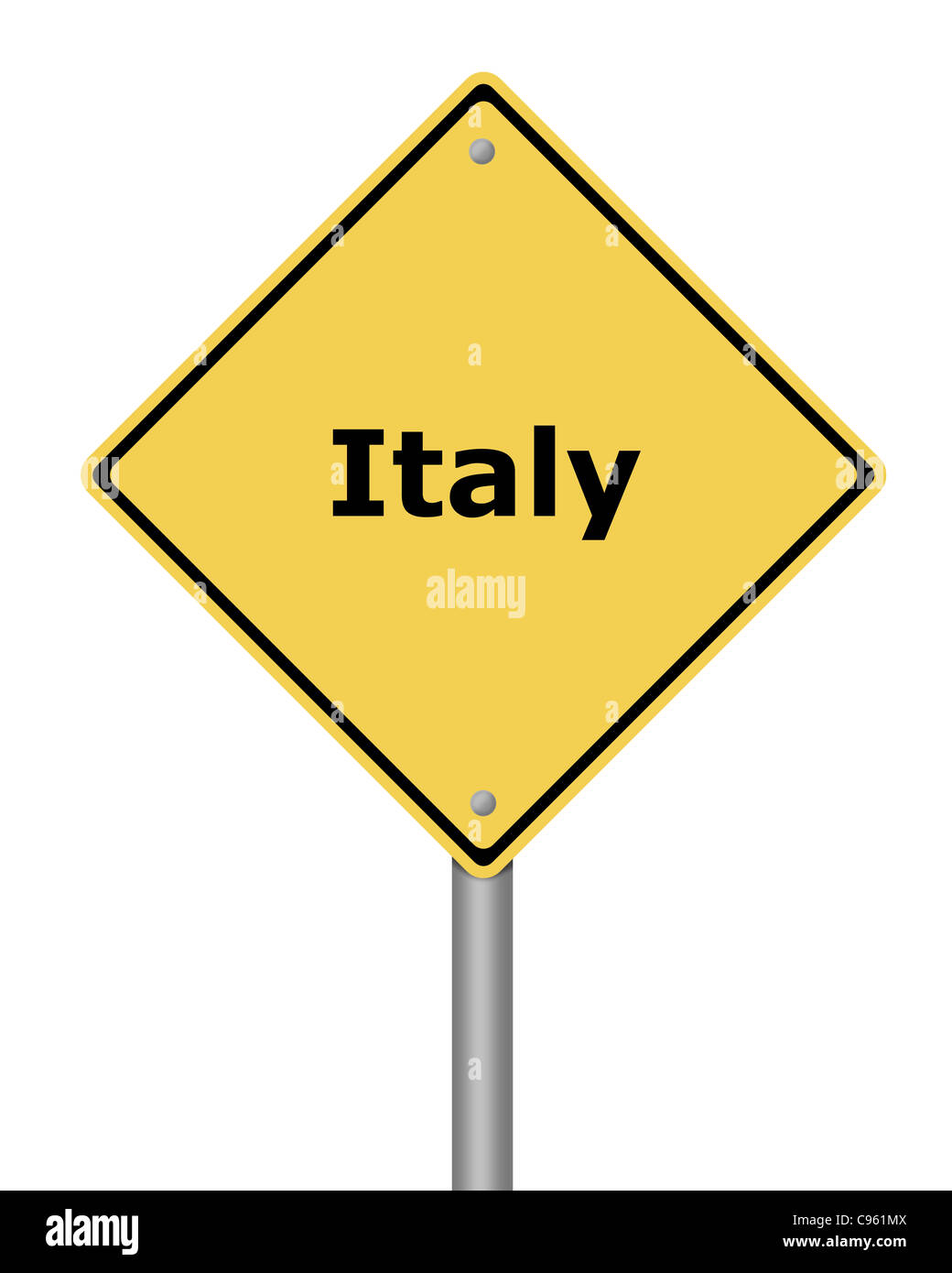 Yellow warning sign Italy Stock Photo - Alamy