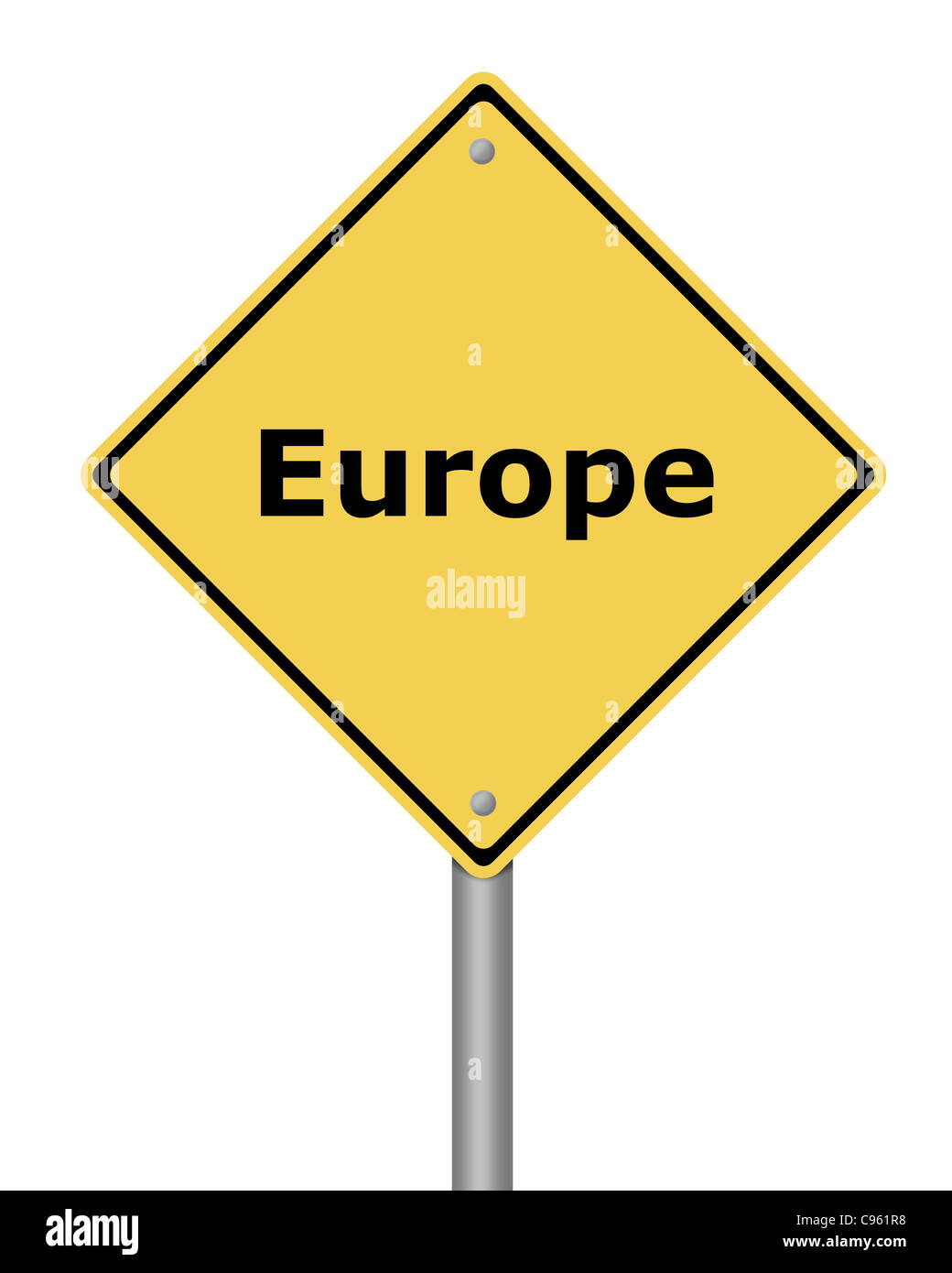 Yellow warning sign Europe Stock Photo - Alamy