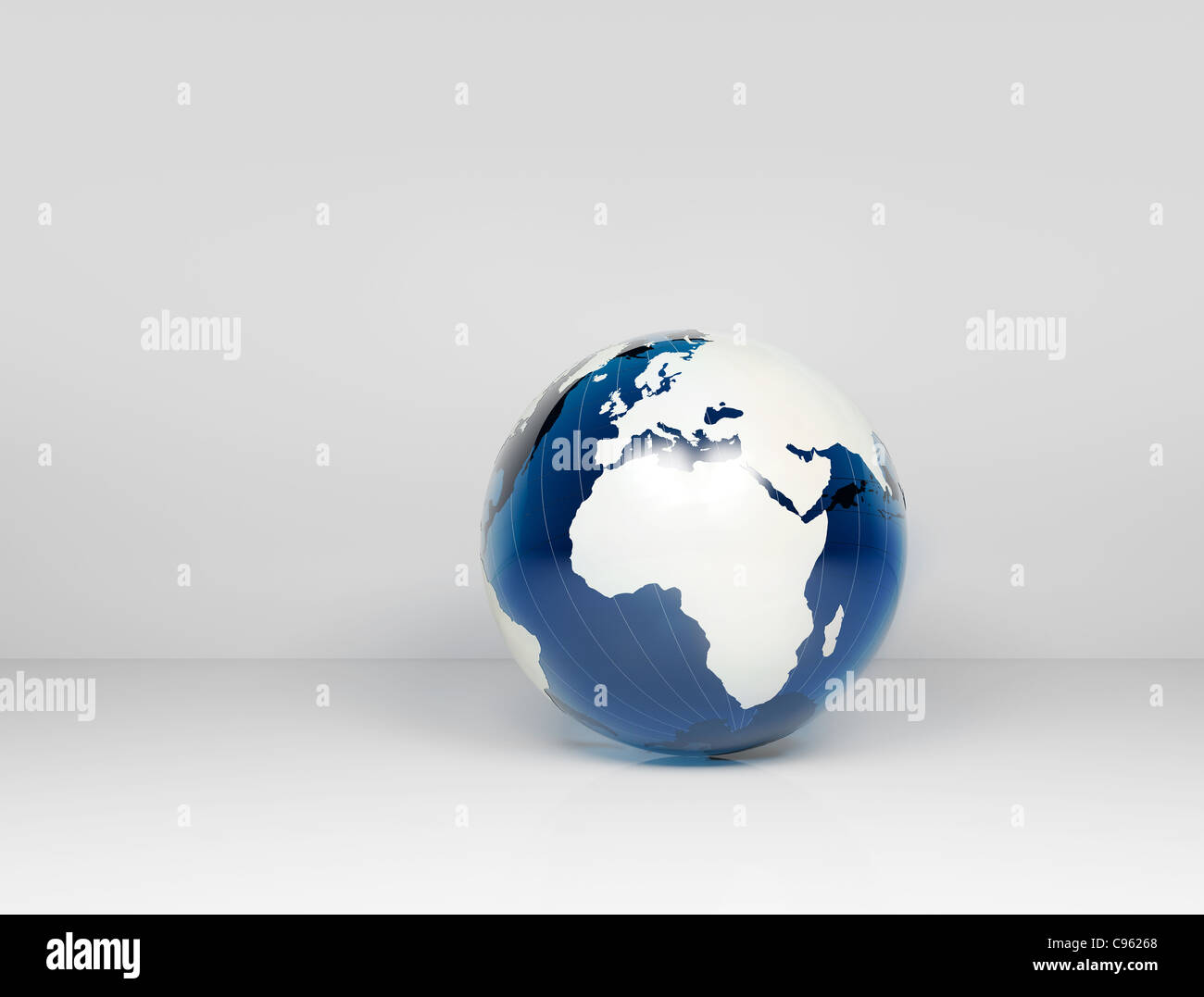 Blue glass world globe Stock Photo - Alamy