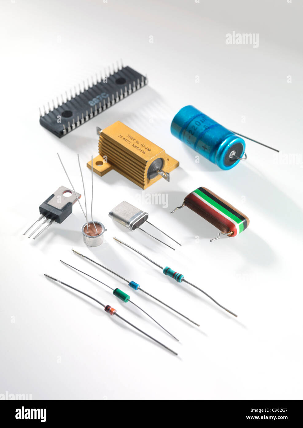 Electronic components including resistors, transistors, capacitors and ...