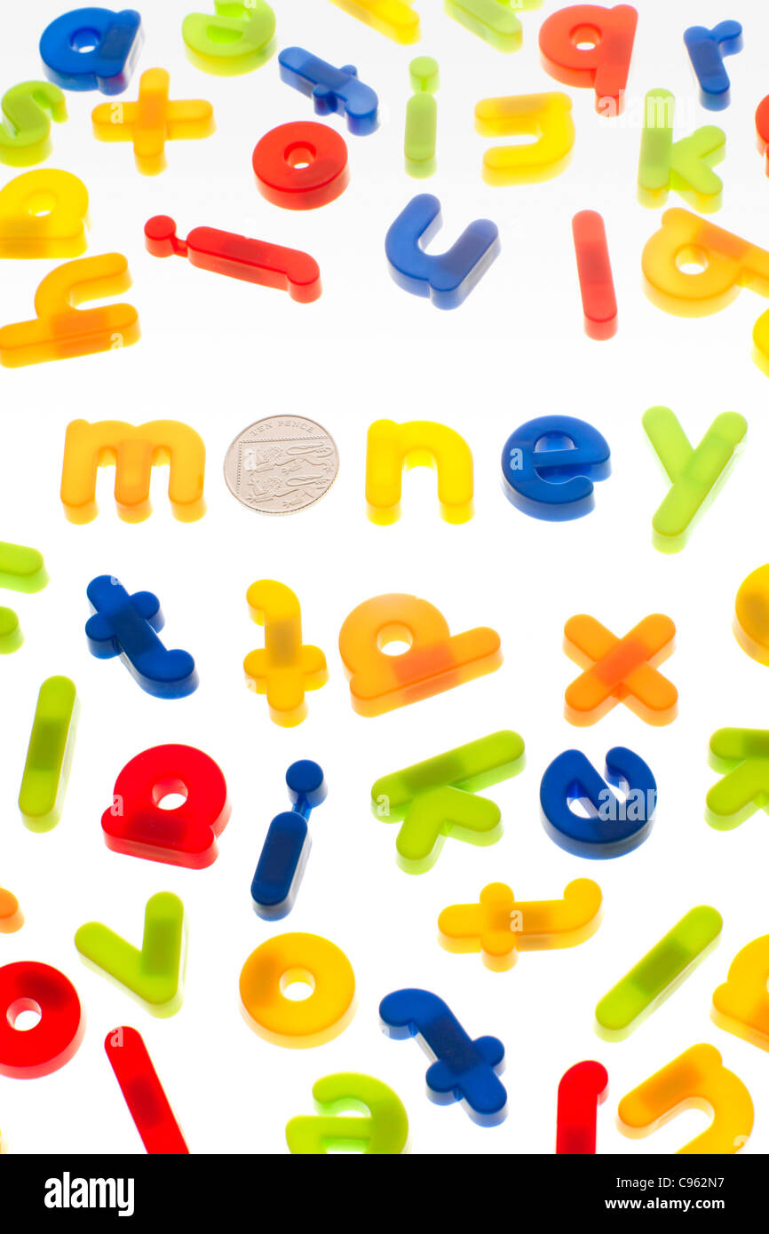 Money concept white alphabet hi-res stock photography and images - Alamy