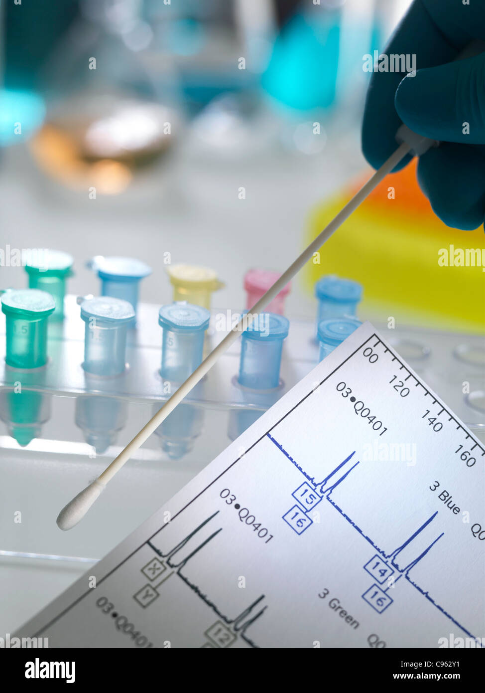 Genetic testing. DNA (deoxyribonucleic acid) swab and genetic test ...
