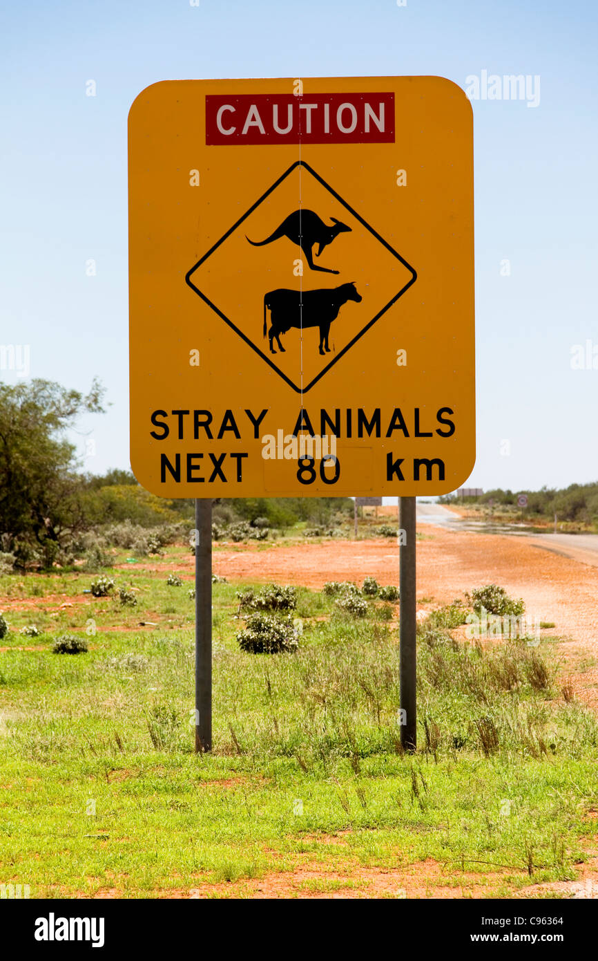 Stray Animals road sign, Northwest Australia Stock Photo - Alamy