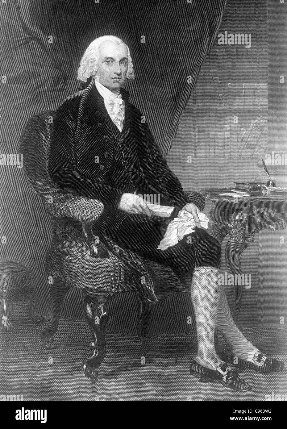 Vintage portrait of James Madison (1751 - 1836) - the fourth US ...