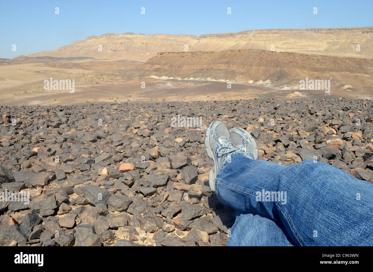 Ramon Crater, the world's largest karst erosion cirque, hikers in the ...