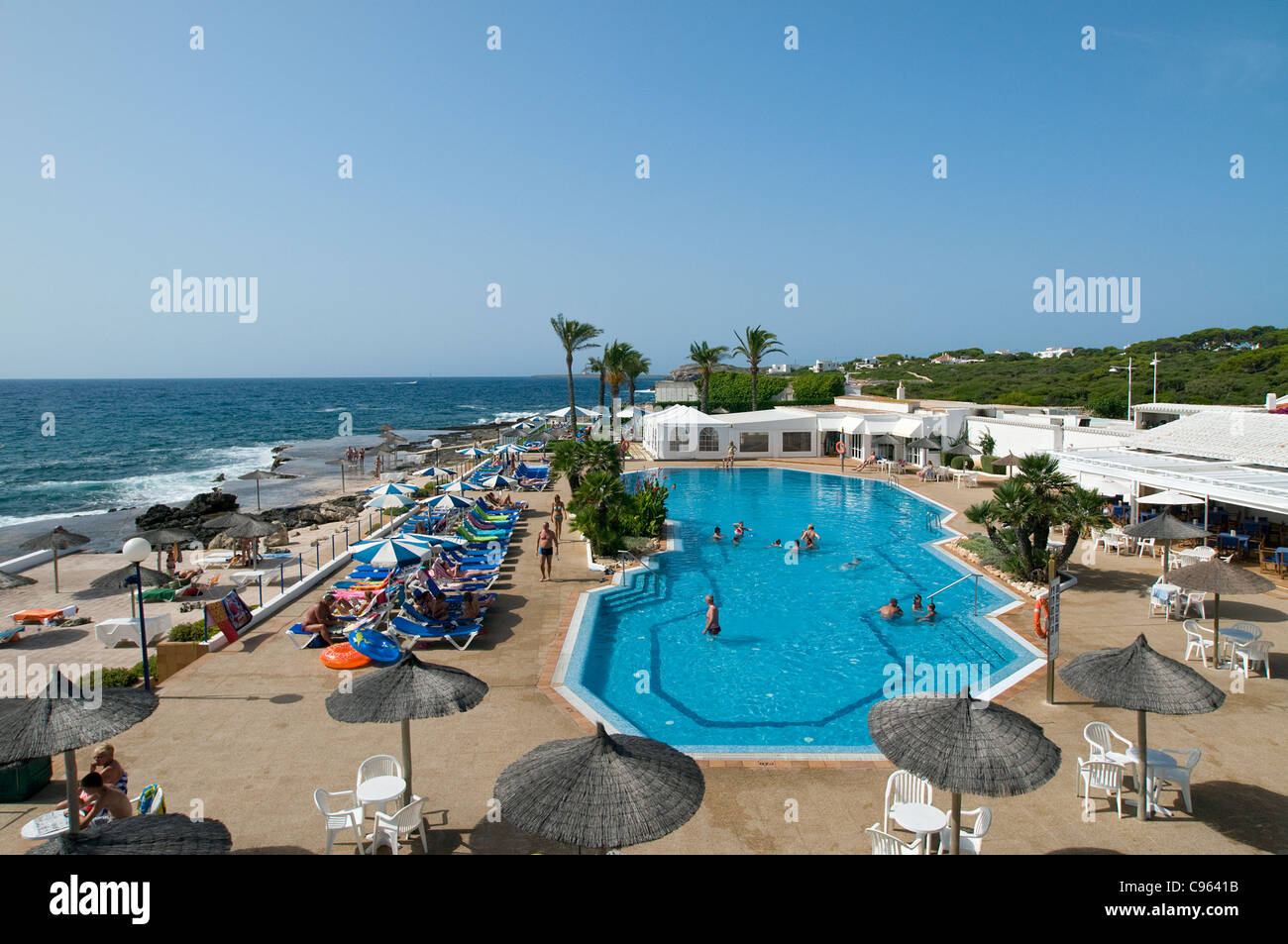 Pool at Hotel S'Algar, Menorca, Balearics, Spain Stock Photo - Alamy
