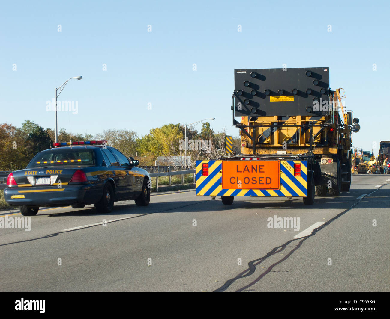 Road construction ahead Stock Photo - Alamy