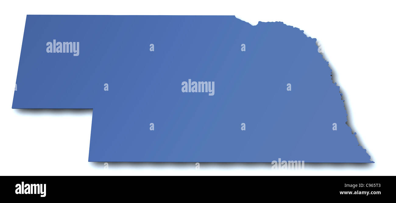 3d rendered map of the state of Nebraska - USA Stock Photo - Alamy