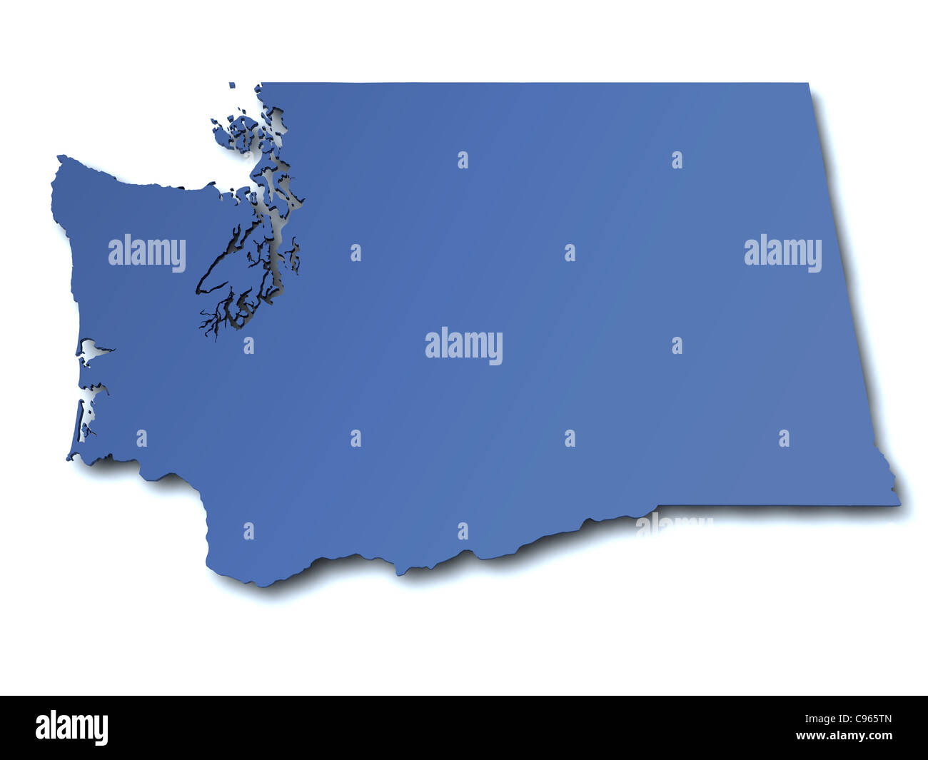 3d rendered map of the state of Washington - USA Stock Photo - Alamy
