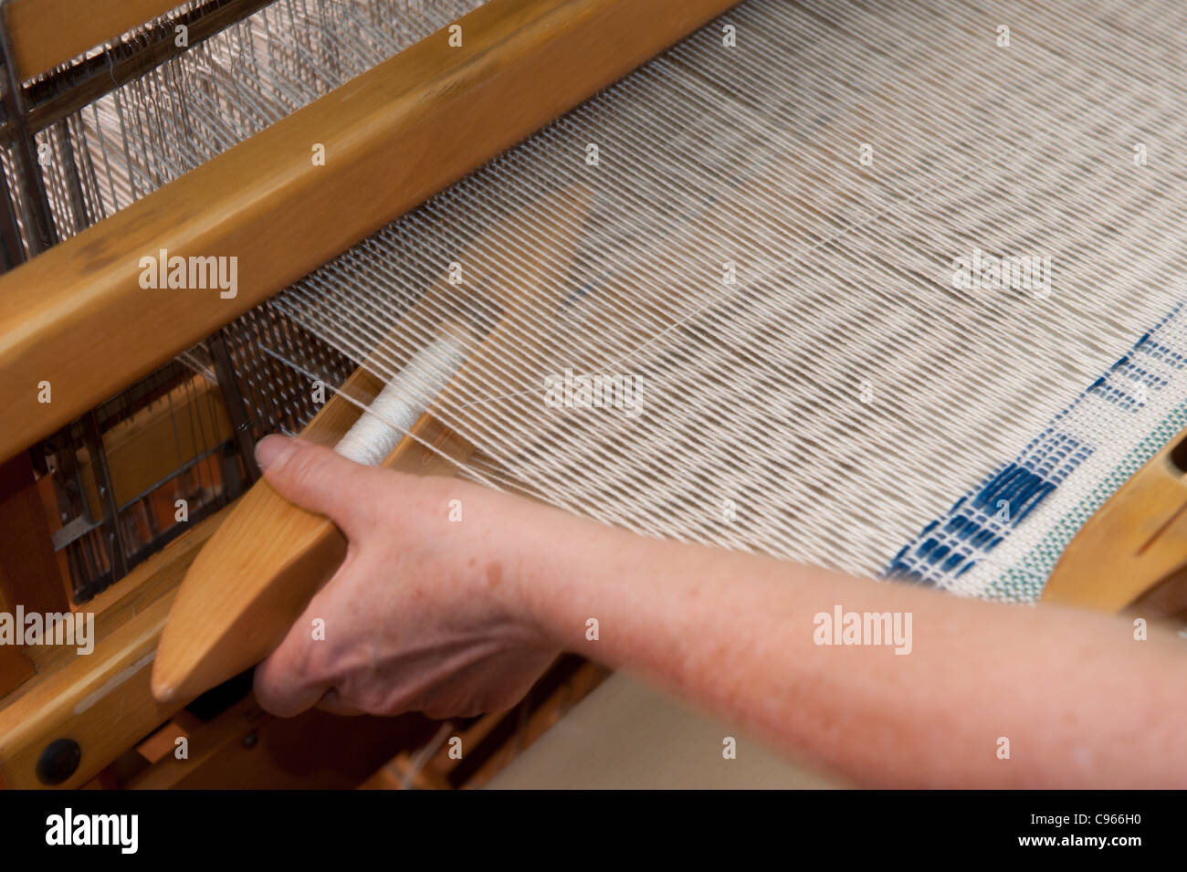 Hand operating loom for weaving Stock Photo - Alamy