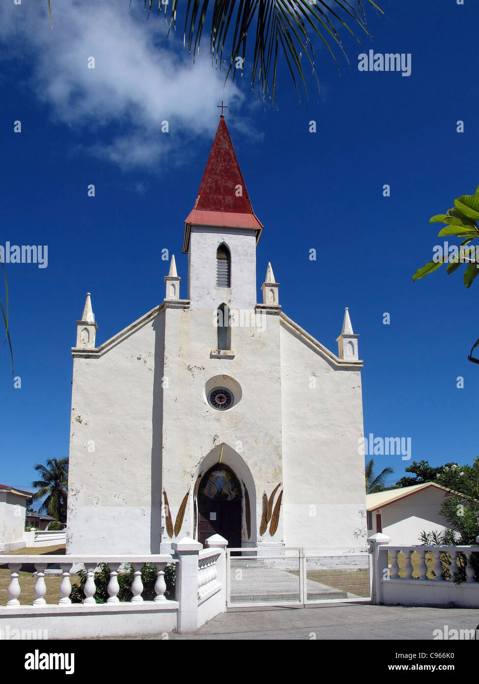 French Polynesia Rangiroa church Stock Photo - Alamy