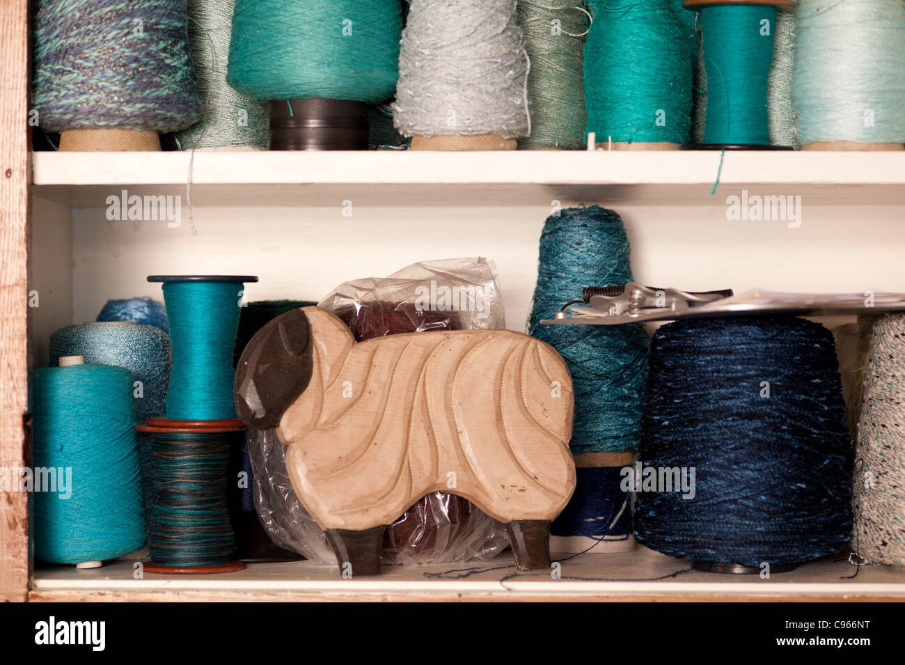 Blue spools of fiber Stock Photo - Alamy