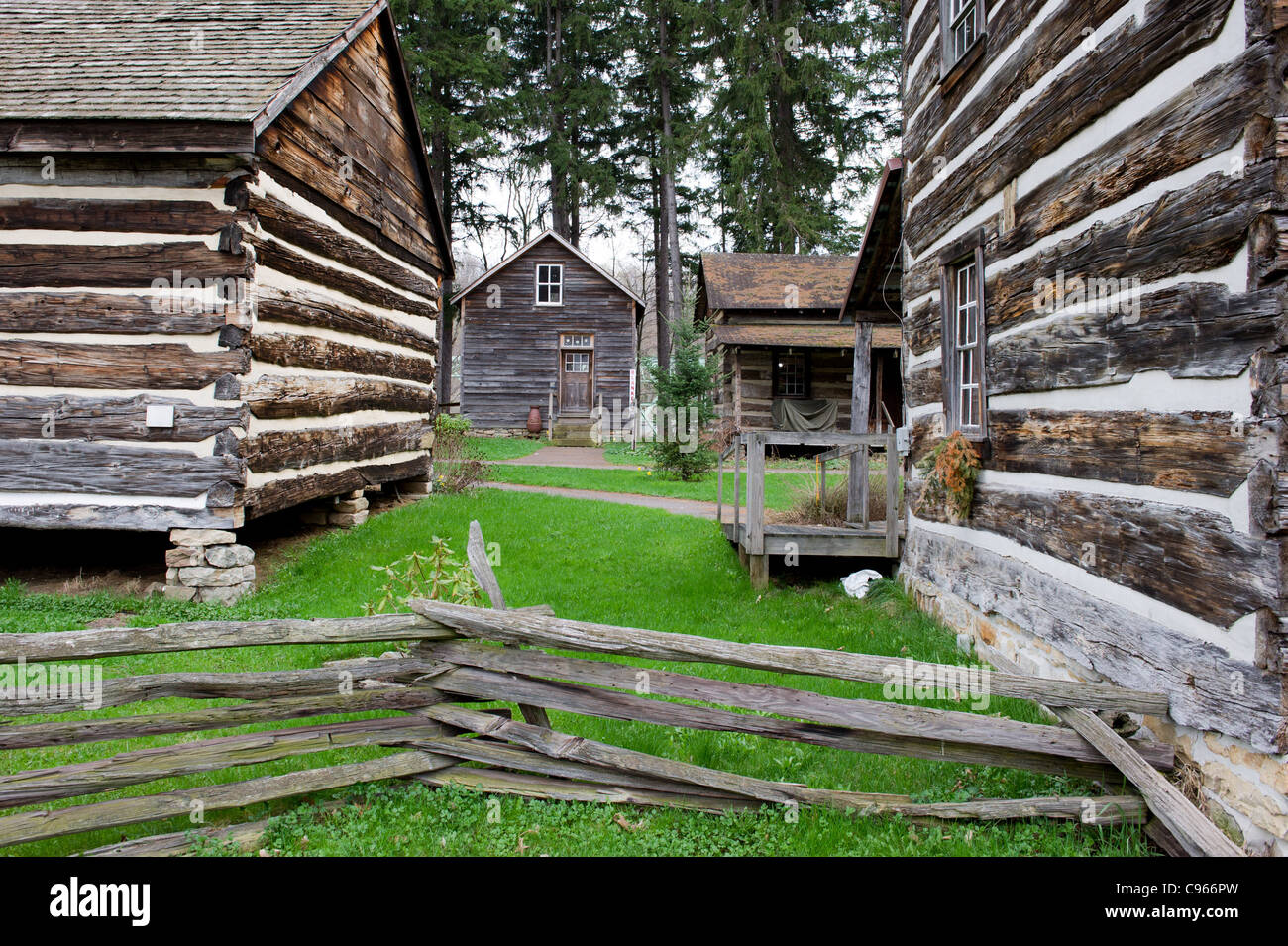 Village of log cabins Stock Photo - Alamy