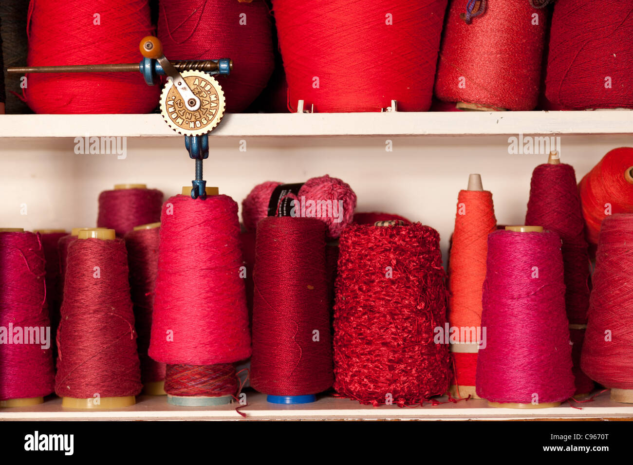 Red spools of fiber Stock Photo - Alamy