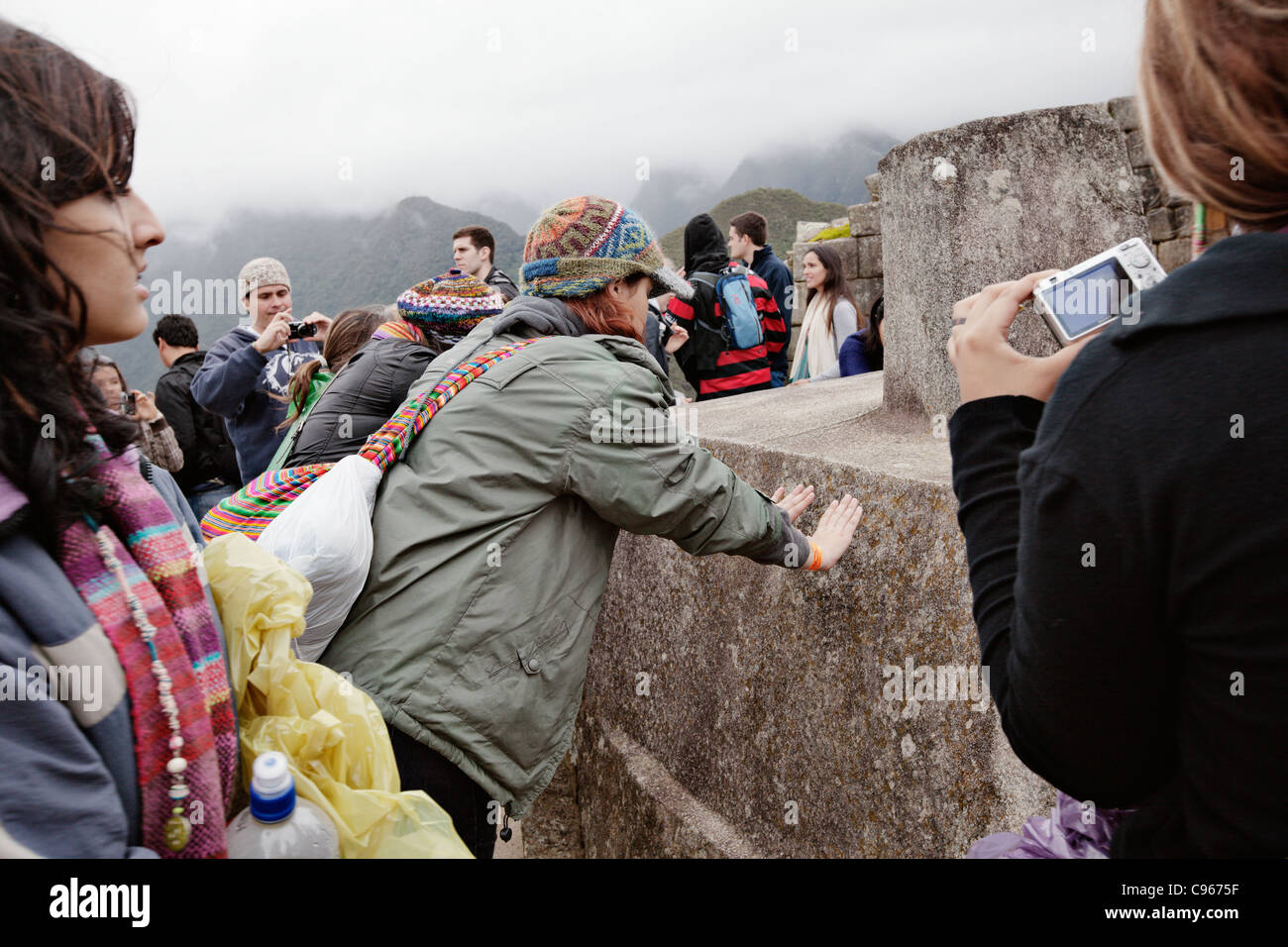 Intihuatana stone altar at ancient Inca ruins of Machu Picchu, the most ...