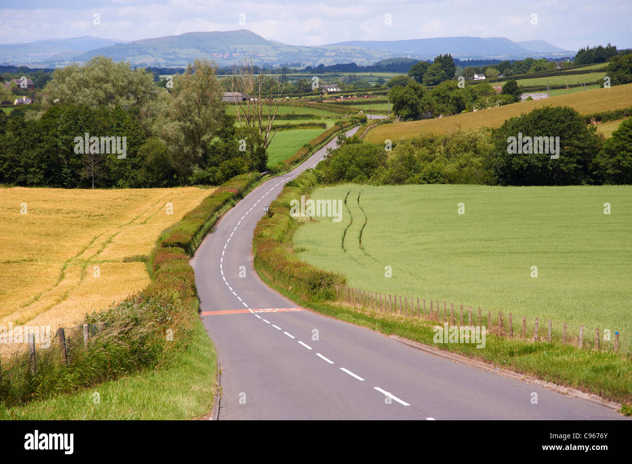 Welsh Road and landscape with no people or cars Stock Photo - Alamy